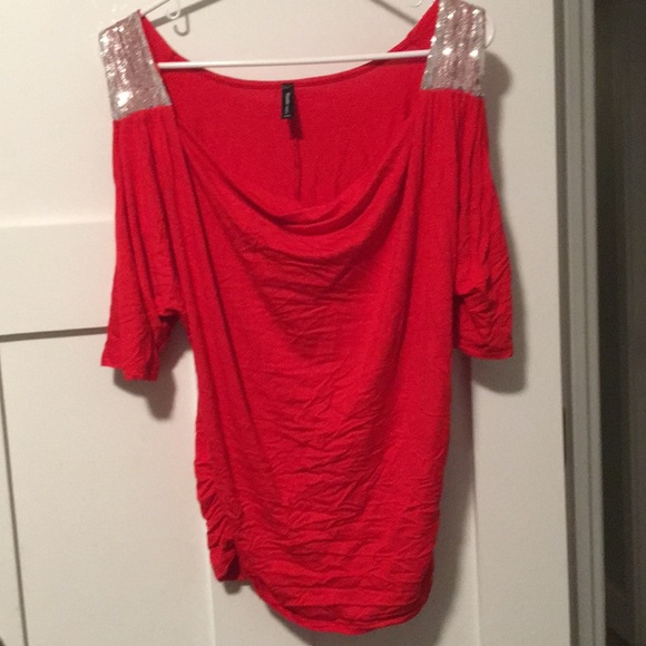 Tops | Half Sleeve Red Top | Poshmark